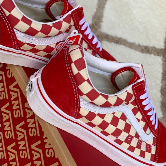 Vans | Shoes | Vans Old Skool Primary Check Rng Redwhite Wmns | Poshmark